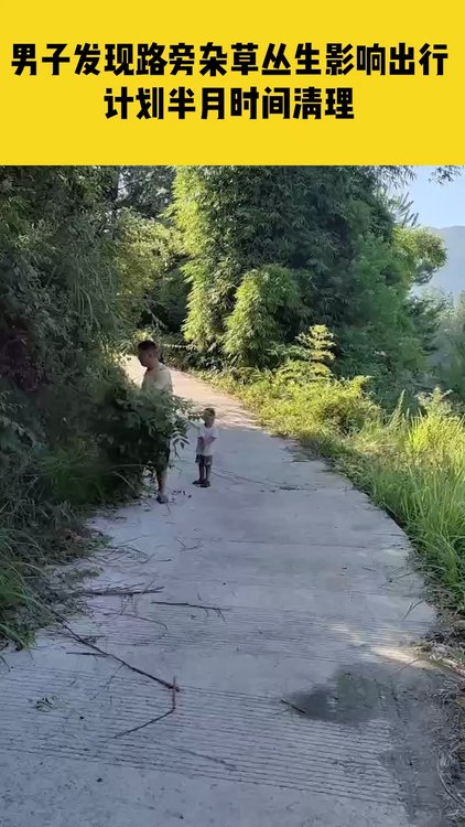 男子发现路旁杂草丛生影响大家出行计划半个月时间清理杂草为家乡出份力